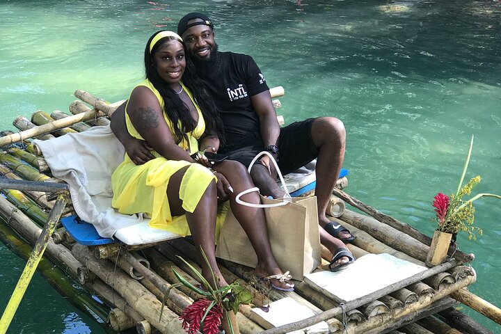 Blue hole waterfalls + Bamboo river rafting tour from Ocho rios