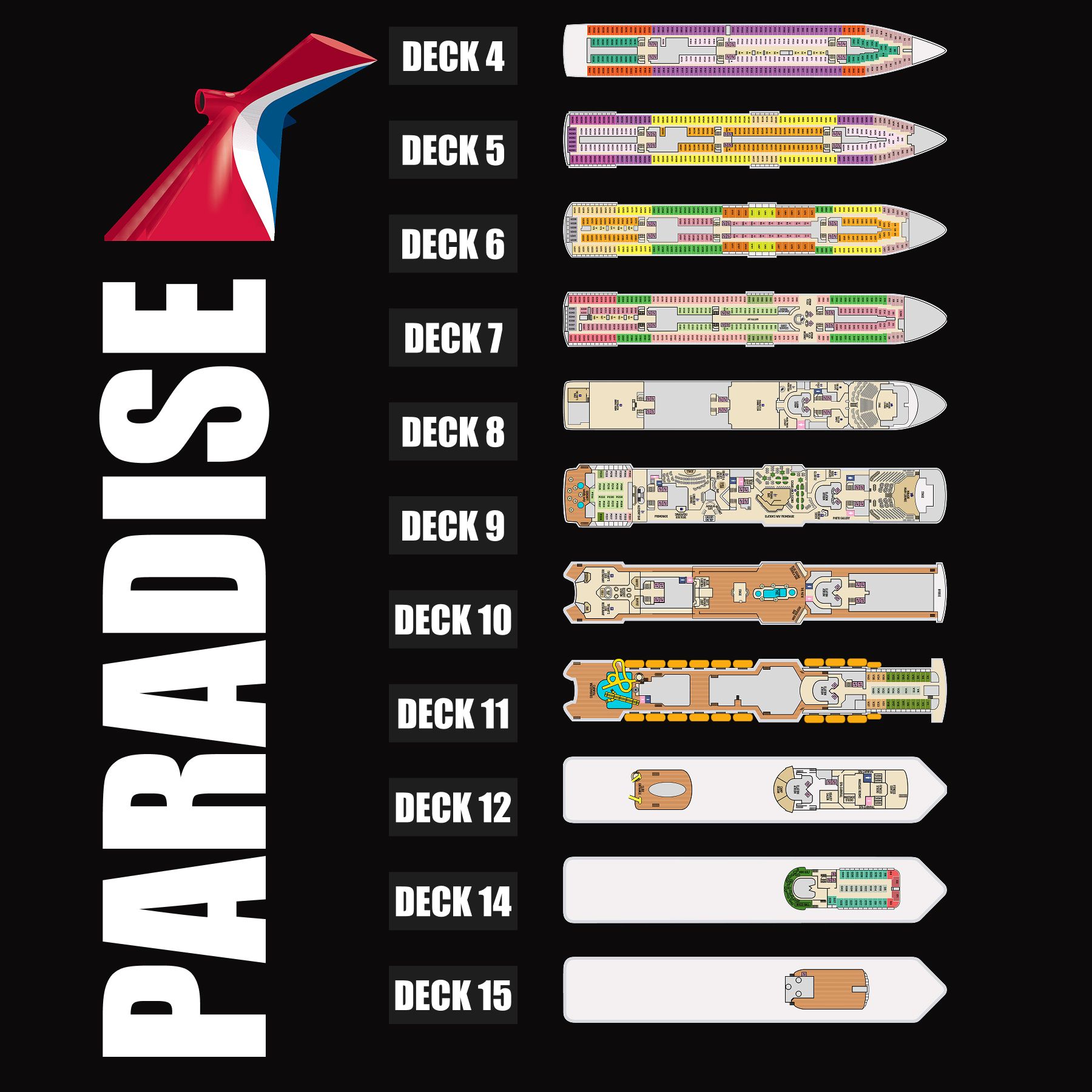 Carnival Paradise Deck Plan Carnival Vista Static Deck Plan Outside